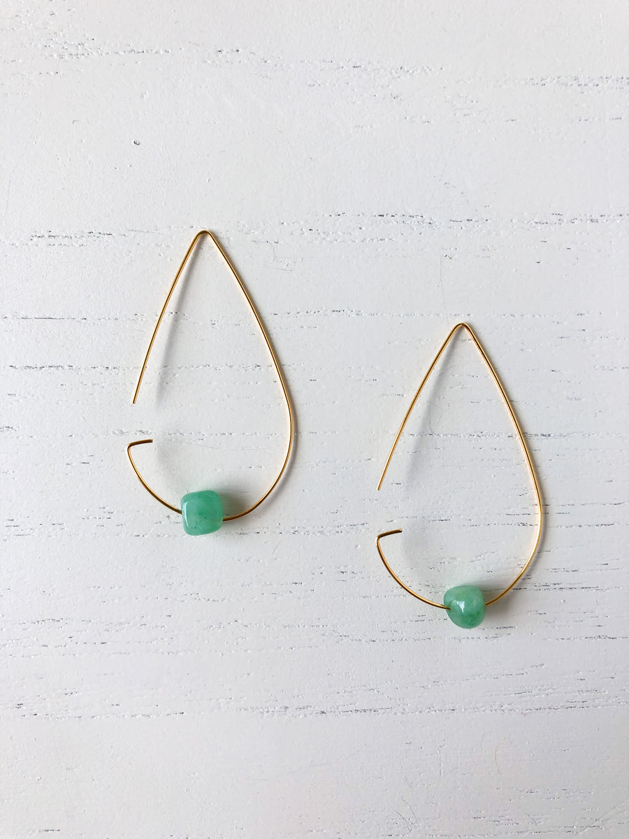 Brass Tear Drop Threader Earrings - Jade – Stoll & Heart